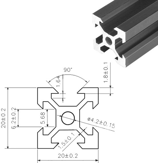 4 Stuks 2020 V Type Zwart Geanodiseerde Lineaire Rail - Aluminium ...