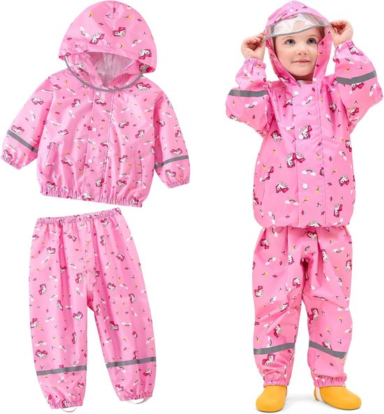 Waterdicht Kinder Regenpak met Reflector voor Jongens en Meisjes (1-7 ...
