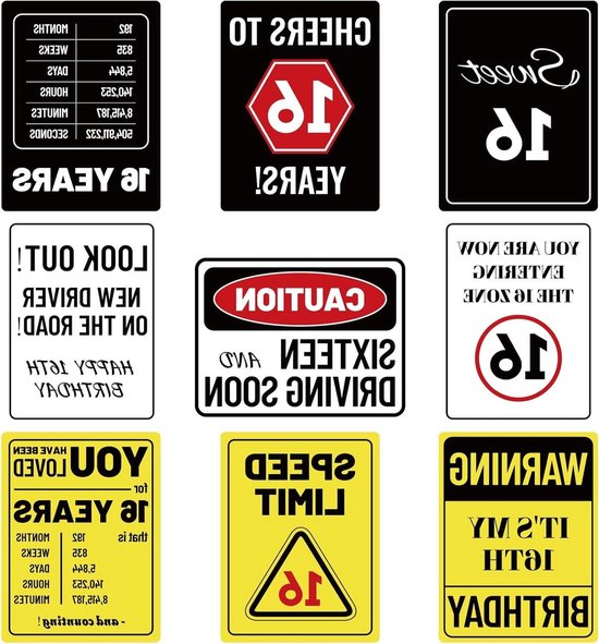 Cosensi - Verjaardagsfeestdecoraties met Grappige Labels voor 16 ...