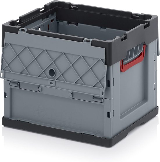 Robuuste Opvouwbare Opbergbox met Deksel en Maatstreep - 40x30x32 cm | bol