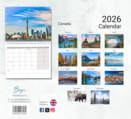 Maandkalender 2026 A4 Hangen met Notities en Feestdagen | bol