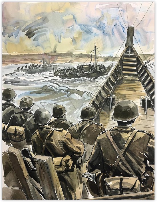 D-Day Landings WO2 Militaire Poster - Kwalitatieve Muurdecoratie op Dik ...