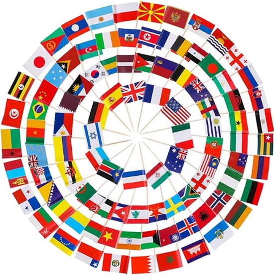 100 Drapeaux Mondiaux Piques - Imprimés Recto-Verso - Piques à Cocktail ...