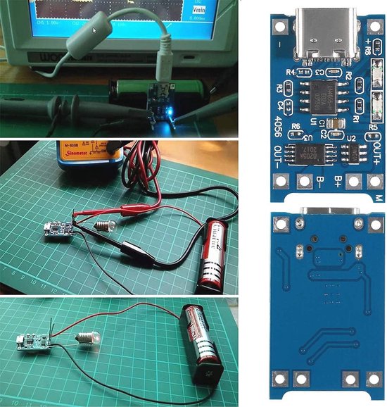 6-Pack Type-C USB-C 18650 Lithium Battery Charger Module met Dubbele ...
