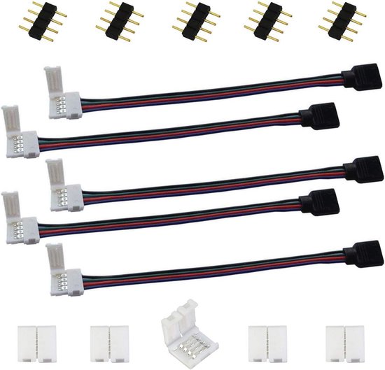 4-polige RGB LED snelkoppeling connector en verlengkabel voor 10 mm LED ...