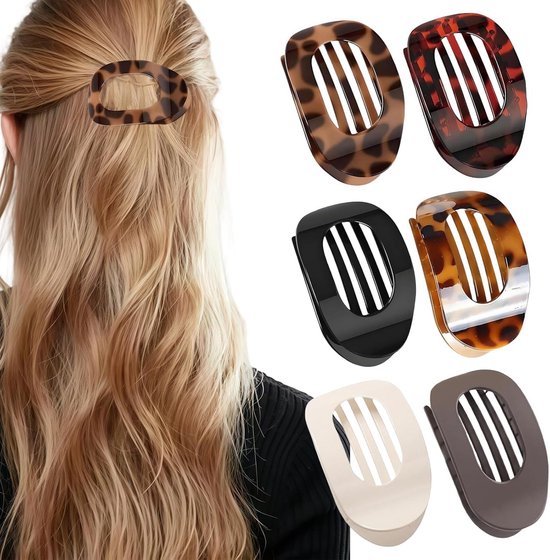 6x Grote Platte Haarclip Set - Antislip Franse Klem voor Dames ...