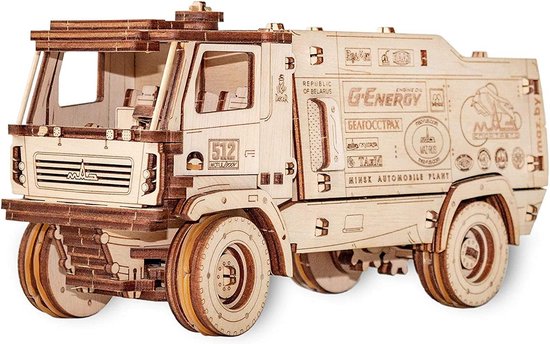 Houten Mechanische 3D Puzzel Vrachtwagen - Schaal 1:30 - Zelfbouw Model ...
