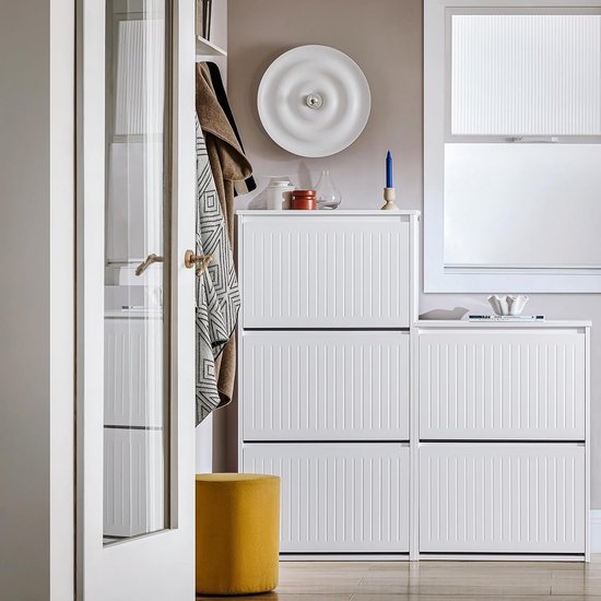 Schoenenkast met 3 Klapdeuren - Smal en Hoog - Kast voor Hal, Gang of ...