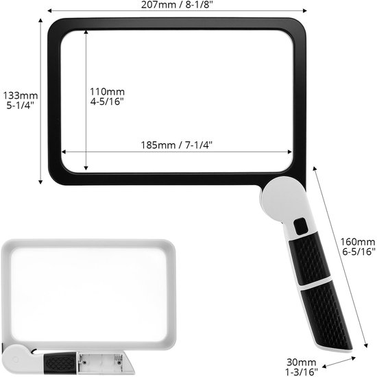 Unyqoos® Grote leesloep met LED-verlichting voor comfortabel lezen en ...