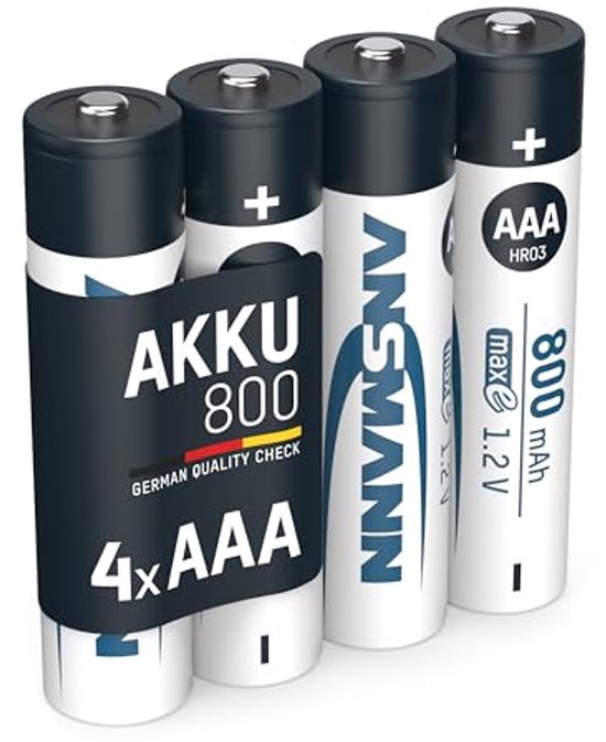 Oplaadbare AAA Batterijen 800 mAh NiMH - 4 stuks met lage zelfontlading ...