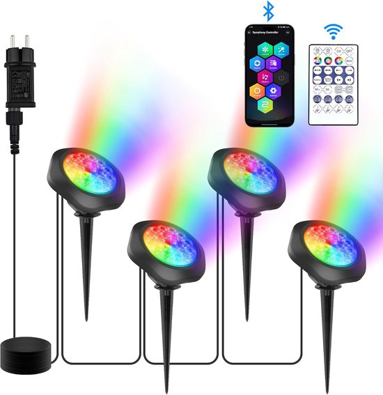 Waterdichte RGB LED Spots met Bluetooth App Bediening voor Tuin ...