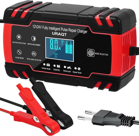 Automatische 8A Acculader voor 12V en 24V Motorrijtuigen, Met LCD ...