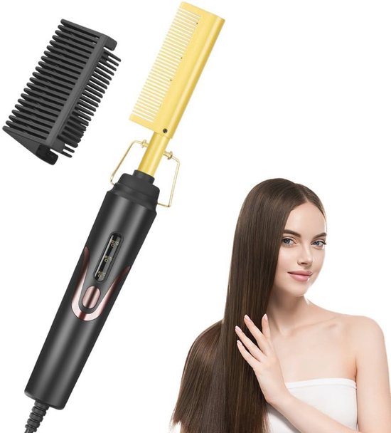 2-in-1 Haarstijlborstel en Mini-Stijltang - Professioneel en Geschikt ...