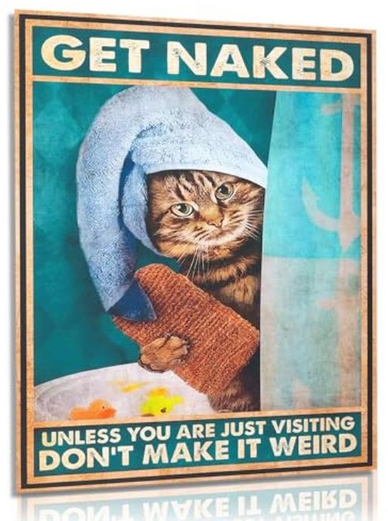 Grappige Kat Wanddecoratie Poster voor Badkamer en Toilet - Vintage ...