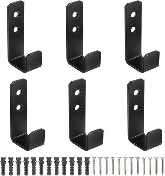 Zware Belastbare Wandhaken - J-vormige Zwarte Kledinghaken voor ...