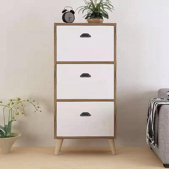 Allecta - Set van 8 zwarte ijzeren half moon shell cup handgrepen met ...