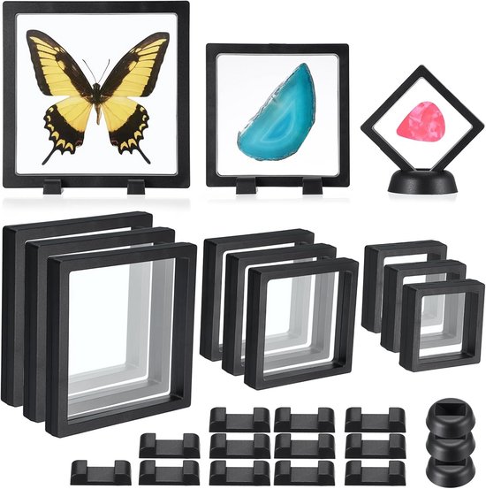 9x Zwevende 3D Display Vitrine Koffers voor Munten, Sieraden en ...