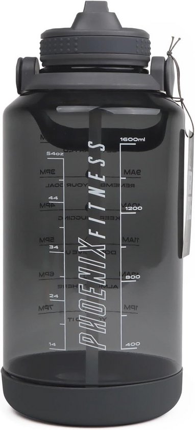 Motiverende 2 liter waterfles met rietje - Herbruikbare sportdrinkfles ...