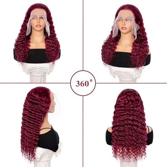Perruque Lace Front Vagues Profondes pour Femmes - 100% Cheveux Humains ...