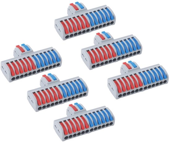 DIN Rail Terminal Blocks - 6 Pack - 2-in-12 Out Connection Plug ...
