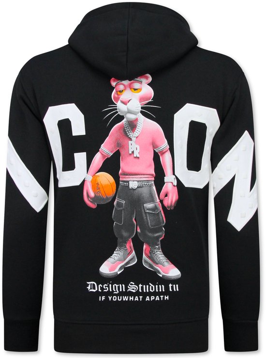Oversized Hoodie Heren met Capuchon - ICON Panther Print - Dik Geweven - 5795 - Zwart | bol