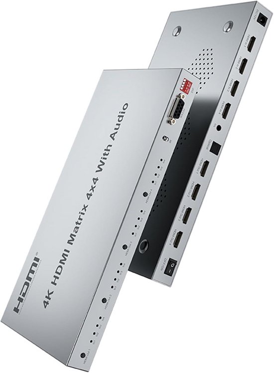 HDMI Matrix 4x4 Switch met Audio Extractor - 4K/60Hz Ondersteuning, HDR ...