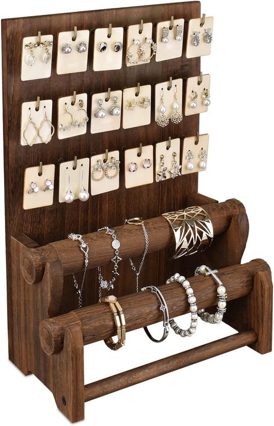 Houten Sieraden Display Standaard met 18 Haken voor Armbanden en ...