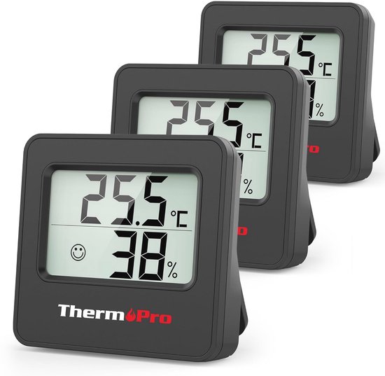 Mini Thermo-Hygrometer Set van 3 voor Binnen, Nauwkeurigheid 0.5°C ...