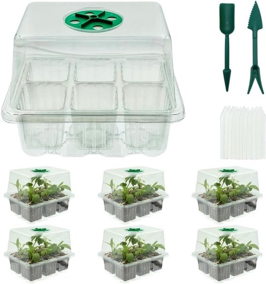 Zaai- en Kweekbakken met Hoog Dômeksel - 36 Cellen - Voor Binnenplanten ...