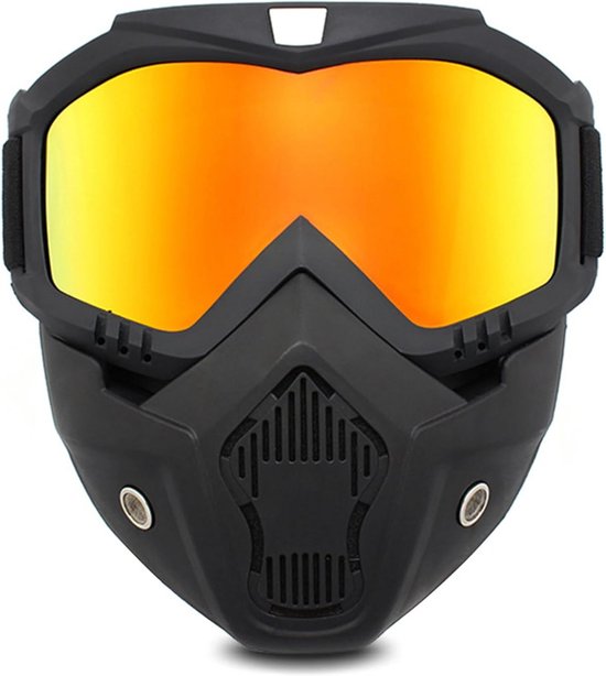Motorbril met Afneembaar Gezichtsmasker - Motorcross & Ski Bril - Wind ...