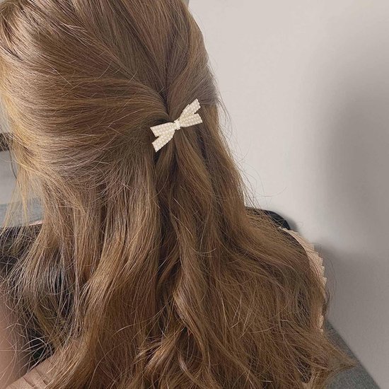 Elegante Haarspeld met Parels en Strik - Gouden Vintage Klem voor Dames ...