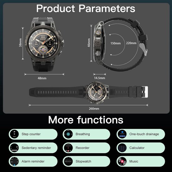 4G Android Smartwatch Heren met SIM GPS AMOLED Scherm en Draaibare ...