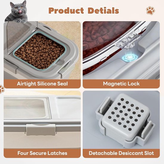 Luchtdichte Opbergdoos voor Hondenvoer - Voerton met Maatbeker en Lepel ...