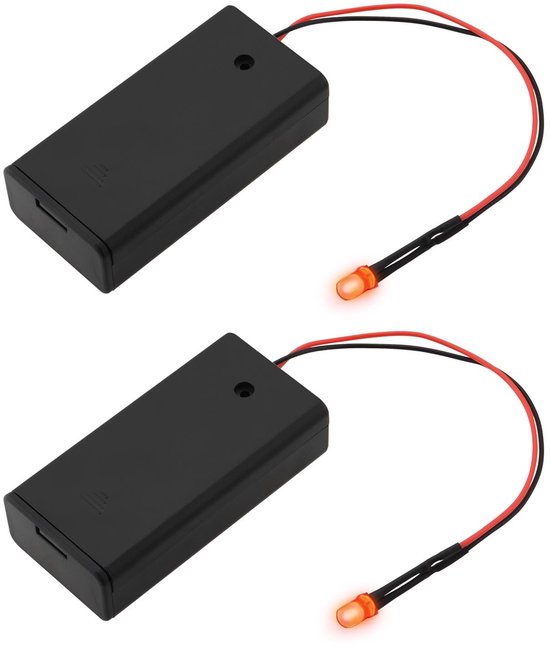 Set of 2 Pcs 5mm Red LED Alarm Fake Alarm with Pre-Wired Battery Holder ...
