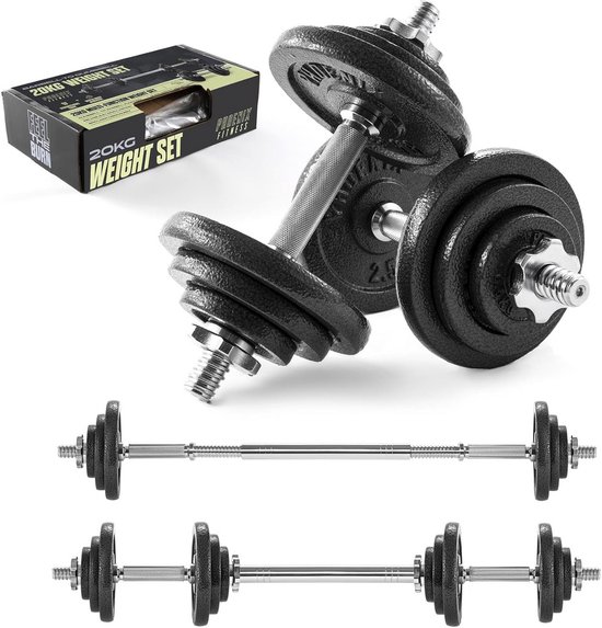 Verstelbare Halter en Barbell Set 20kg of 30kg Gietijzer ...