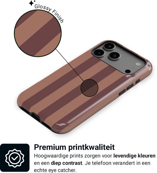 Mobiq Gestreept Hoesje geschikt voor iPhone 17 Pro Max | Backcover met ...