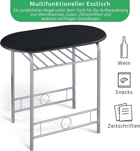 Eetgroep voor 2 personen met tafel en 2 stoelen, compacte eetkamer set ...