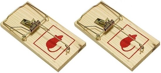 2 Muizenvallen - extra groot - hout/metaal - muizenvallen/muizenklemmen ...