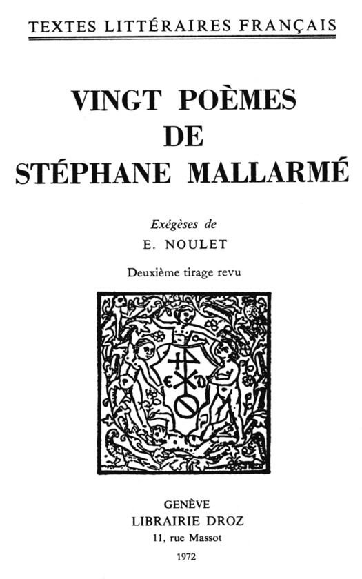 Textes littéraires français - Vingt poèmes (ebook), Stephane Mallarme ...