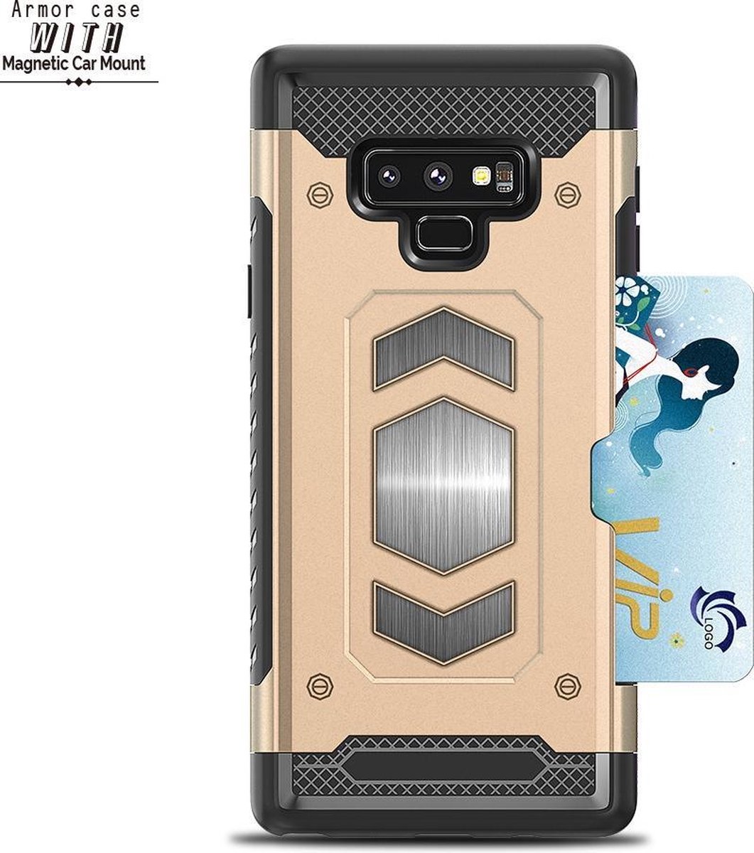 Samsung Galaxy Note 9 Luxe Armor Case met Pashouder - Goud - van Bixb ...