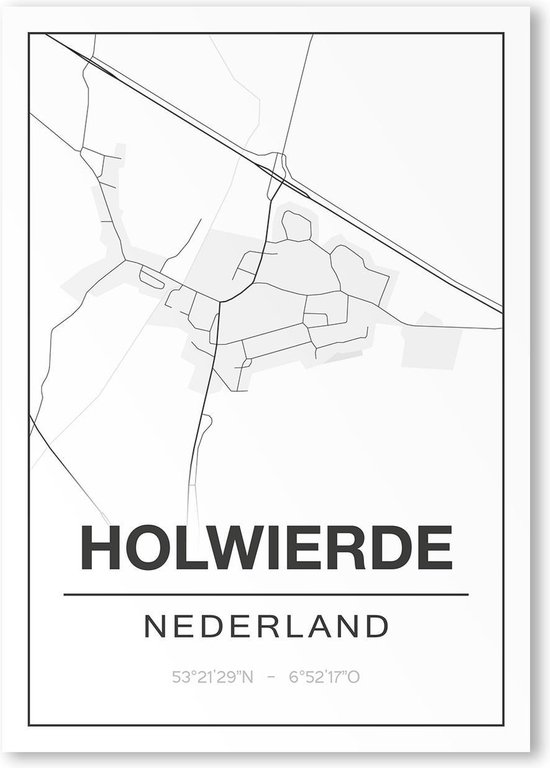 Poster/plattegrond HOLWIERDE - 30x40cm | bol