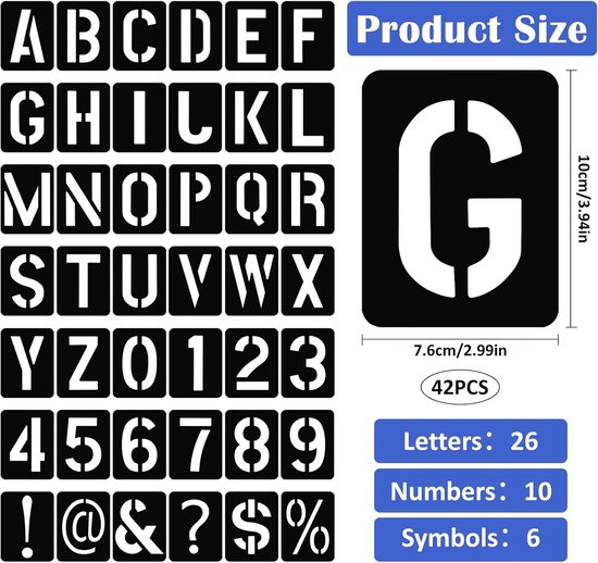 42 Stukken Sjablonen Letter Set - Herbruikbare Plastic Sjablonen ...
