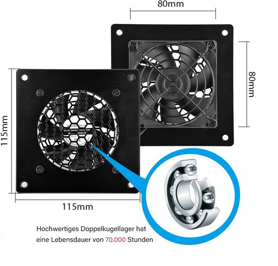 Set van 2 USB PC Ventilatoren 80mm - 3 Snelheden - Geluidarme Koeling | bol