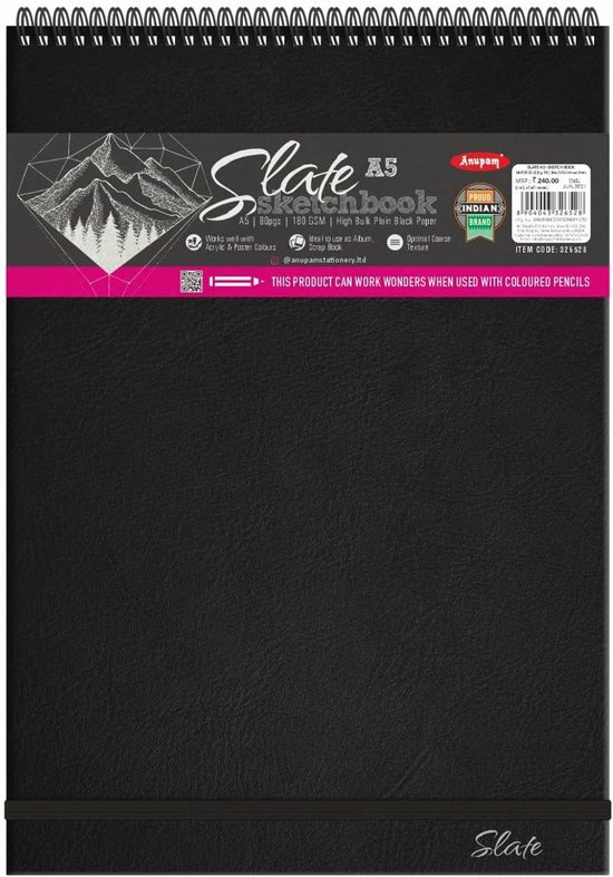Schetsboek A5 Zwart Papier - 80 Pagina's, 180 GSM Dik, Voor Tekenen en ...
