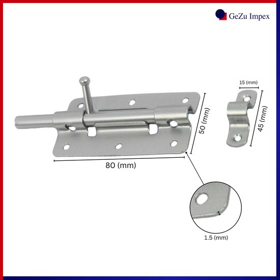 GEZU IMPEX Deurgrendel Gegalvaniseerd Set van 10 80 x 55 mm boutgrendel ...