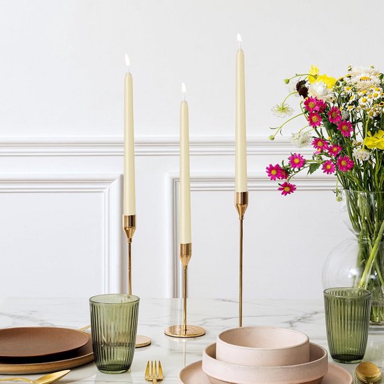 12 Pak Lange Taper Kaarsen Ivoor 25 cm Druppelloos en Rookloos | bol