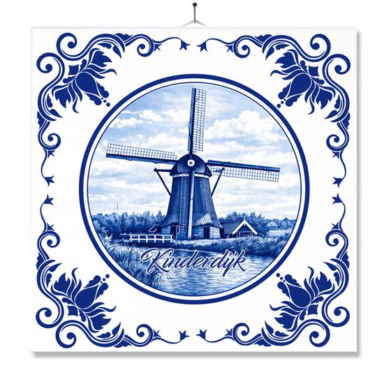 Tegel Met Opdruk | Kinderdijk | Delft Blauw | Cadeau | Inclusief ...
