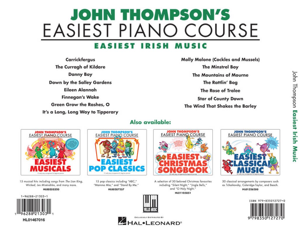 Easiest Irish Music - John Thompson's Easiest Piano Course: 15 Really ...