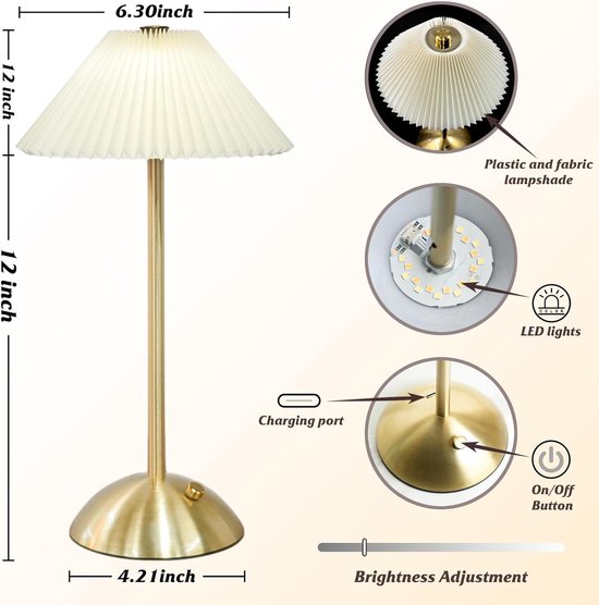Tafellamp Oplaadbaar - Draadloze Tafellamp - Tafellamp - Oplaadbaar LED ...