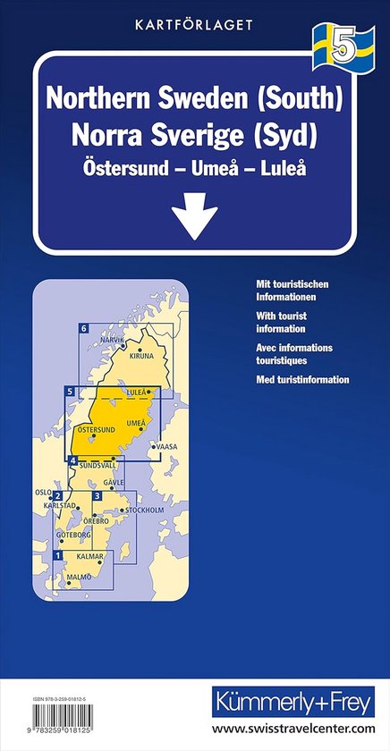 Regionale Wegenkaart Zuid-Noord-Zweden Centraal: Kaart van Östersund ...